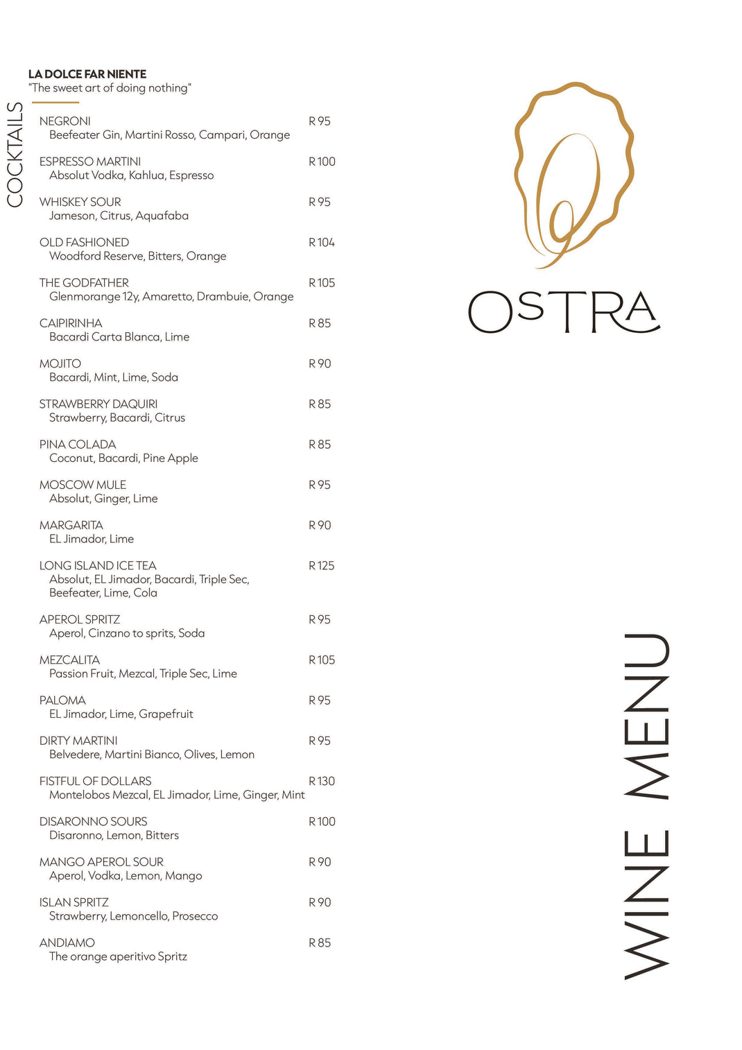 MENU – Ostra