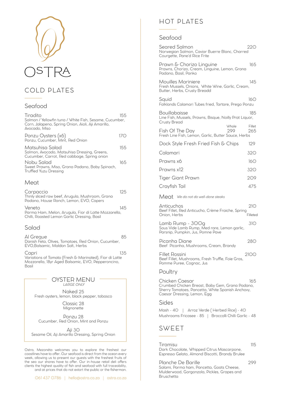 MENU – Ostra
